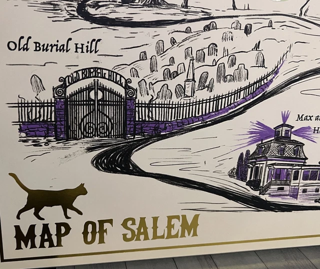 HOCUS POCUS HALLOWEEN Town Map of Salem Wood 16" x 12" Disney Wall ...