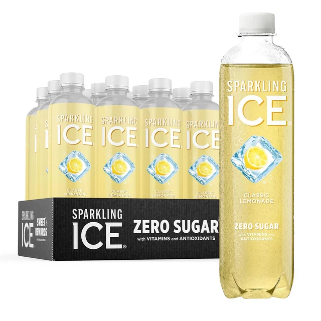ICE LEMONADE SPARKLING Water, Zero Sugar Flavored Water (Pack of 12) £ ...