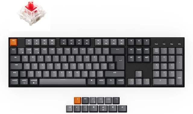 KEYCHRON K10 ISO-UK-LAYOUT Full Size Layout White LED Backlit Hot ...