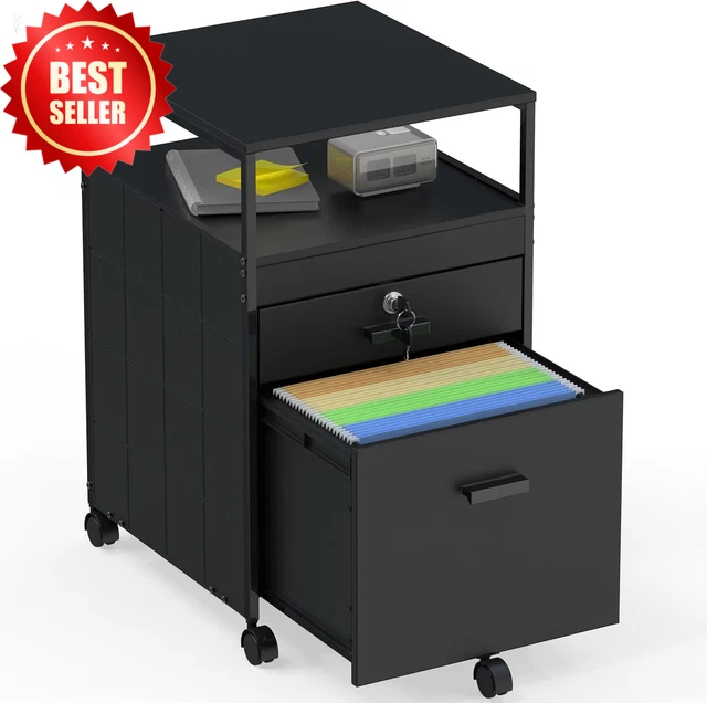 BOX FILE ROLLING Mobile Cabinet with Open Shelf and Lockable Drawer ...