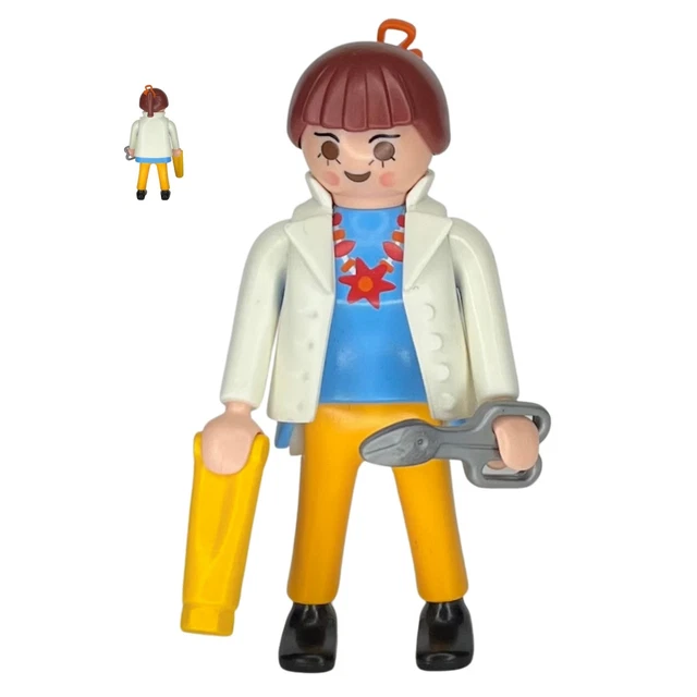 PLAYMOBIL FIGURINE MÉDICALE blouse blanche crème ciseaux hôpital ville ...