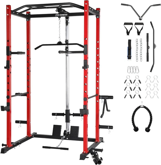 POWER RACK, MULTIPLE Functional Power Cage with Smooth Cable Pulley ...