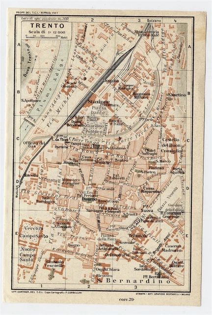 1927 ORIGINAL VINTAGE City Map Of Trento / Trent / Italy £14.52 ...