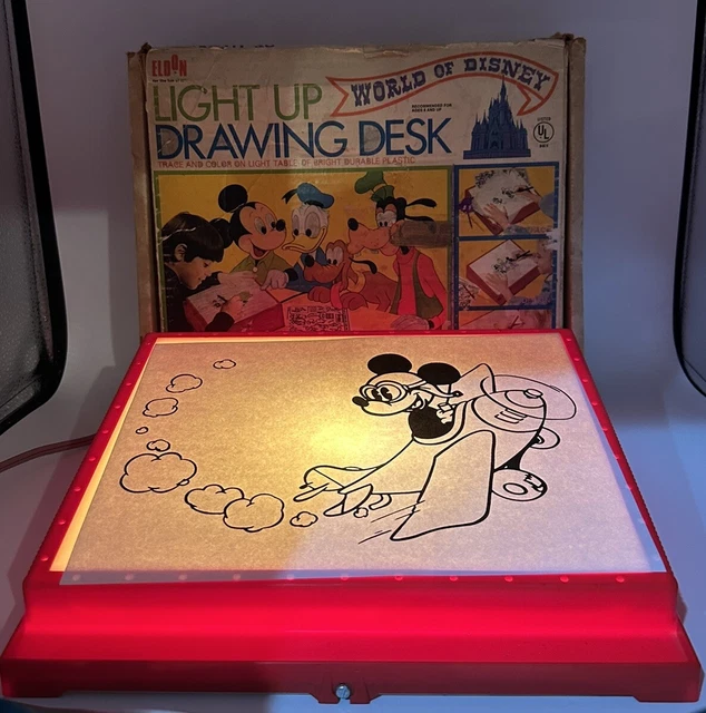 VINTAGE WORLD OF Disney Light Up Drawing Desk Original Box Works! $29. ...