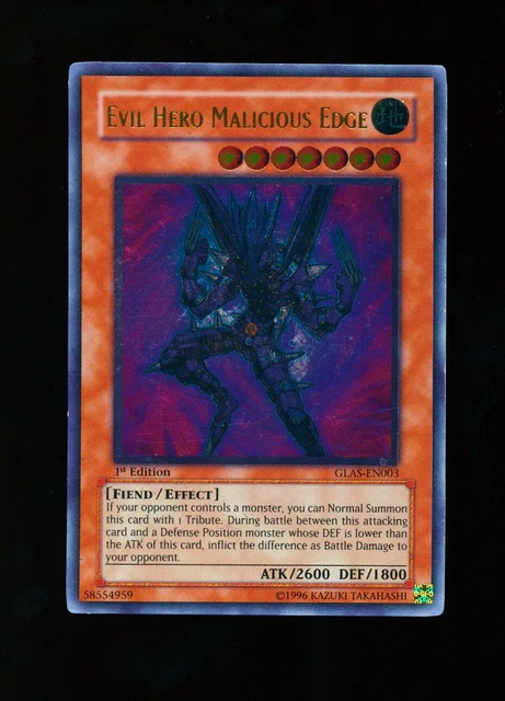 YU-GI-OH! GLAS-EN003 EVIL Hero Malicious Edge 1st Edition Ultimate Rare ...