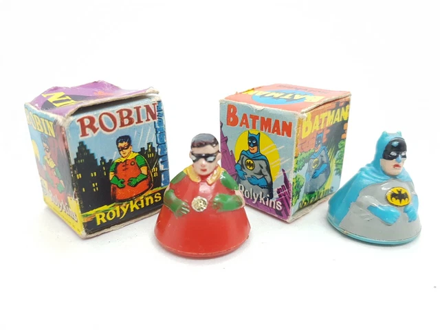 VINTAGE MARX TOYS Batman And Robin 1966 Rolykins Rare Boxed Original £ ...