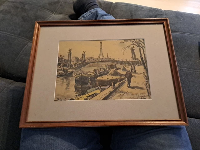 AQUARELLE DESSIN ANCIENNE Vue Seine Paris Signé Seguie Art Nouveau Deco EUR 15,00 - PicClick FR