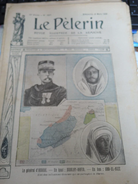1908 SULTAN Maroc Morocco Moulay-Hafid Abd-El-Aziz Général d'Amade Guerre Maroc EUR 12,00 ...