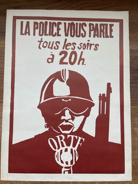 AFFICHE ORIGINAL DE Mai 68."La police vous parle tous les soirs à 20h" EUR 250,00 - PicClick FR