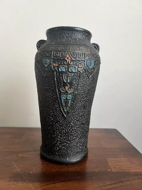 VINTAGE 1920S TOKANABE Black Textured Art Pottery Vase Japanese £43.57 ...