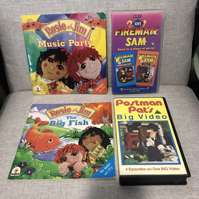 FIREMAN SAM 2 ON 1 VHS + POSTMAN PAT’S BIG VIDEO + 2 x ROSIE AND JIM ...