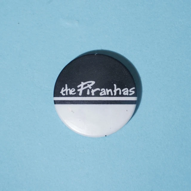 THE PIRANHAS BADGE Vintage Punk Rock Band 70s 80s Pin Button Black ...