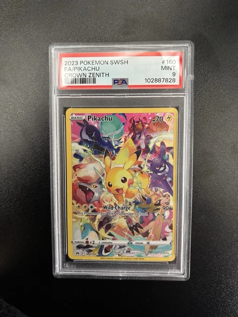 POKEMON CARD PIKACHU set crown zenith swsh 160 eng psa 9 mint full art ...