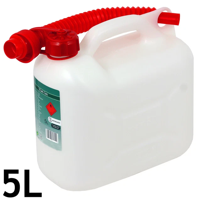 FUEL CAN 5L Large Plastic Petrol Diesel Car Jerry Can Clear Extension ...