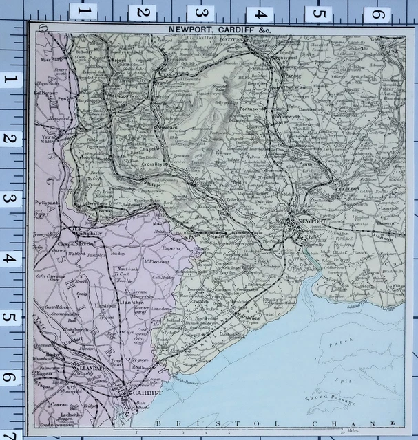 1883 MAP CARDIFF Llandaff Newport Marshfield Caerphilly Pontypool Cross ...