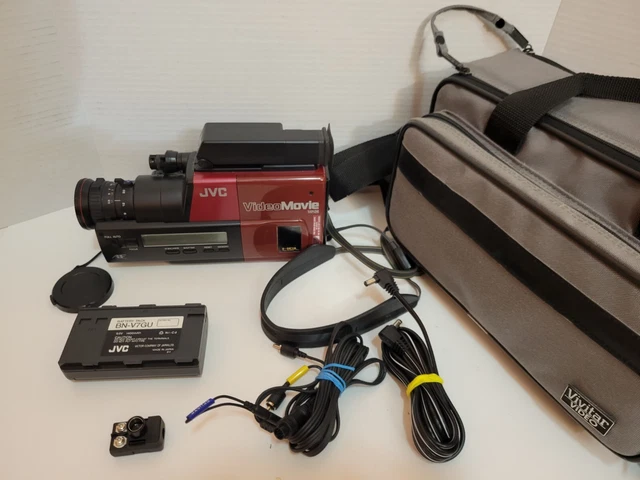 JVC VIDEOMOVIE GR-25U Black/Red Auto Focus VHS-C Compact Video Movie ...