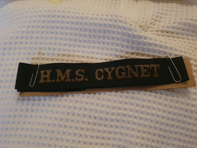 ORIGINAL NAVY CAP Tally Band HMS H.M.S. CYGNET WW2 CAP HAT TALLYBAND £ ...