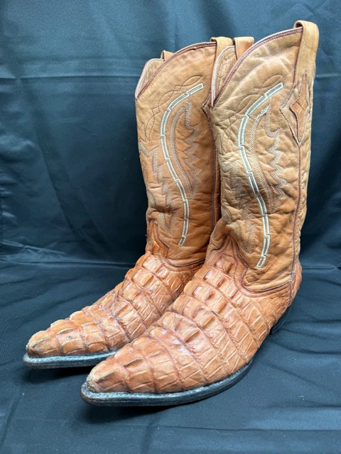 VINTAGE MEN'S CACTUS Jacks Tan Caiman Skin Western Cowboy Boots size 9 ...