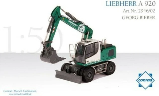 CONRAD 2946-02 LIEBHERR A 920 Wheel Excavator - GEORG BIEBER 1/50 Brand ...