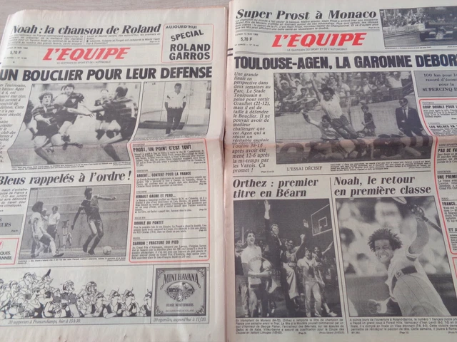 💥 L'EQUIPE Journal 12 et 26/05/1986 Finale Toulouse / Agen Rugby Champ ...