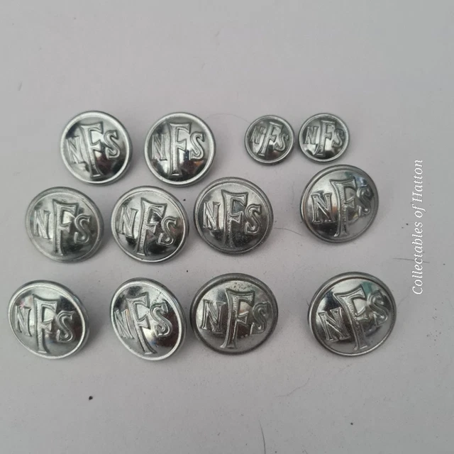 12 VINTAGE WW2 NFS National Fire Service Home Front Uniform Button ...