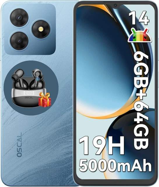 OSCAL FLAT 2C Mobile Phones Android 14 Phone(2025), 6GB Flat 2C-Blue £ ...