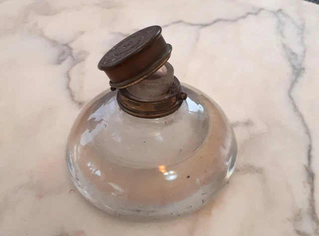 ANCIEN ENCRIER DE Bureau Verre | Encrier * J-L * Ressort * Paris EUR 15 ...