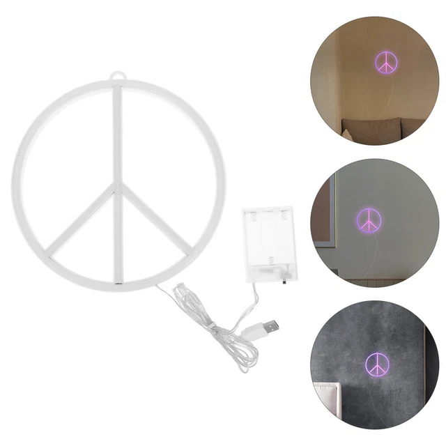 LED DISPLAY SIGN Light up Window Peace Symbol Neon Wall Decor £20.99 ...