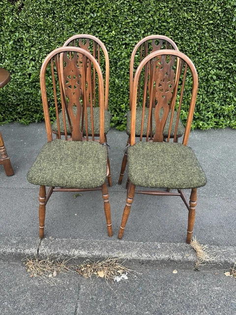 DINING STAND CHAIRS X 4 Solid Oak “old Charm” Windsor Wheel back ...
