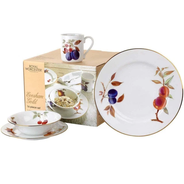 ROYAL WORCESTER EVESHAM Gold 16 Piece Dinnerware Set, Service for 4 ...