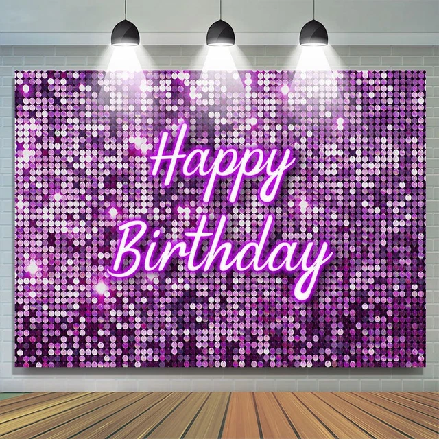 PURPLE GLITTER SEQUIN Simple Happy Birthday Backdrop $37.90 - PicClick AU