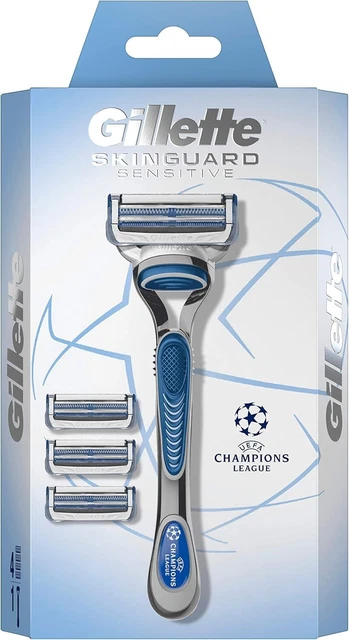 STARTER PACK RASOIR GILLETTE SKINGUARD Sensitive + 4 LAMES Gilette Peau ...