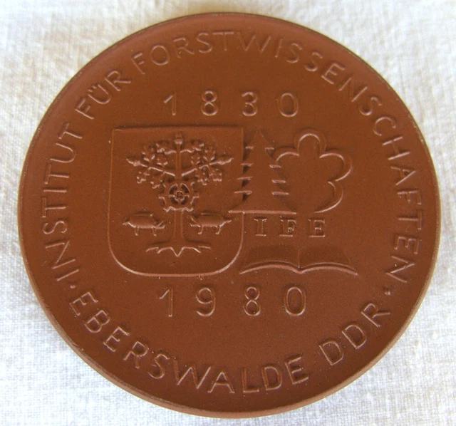 DDR MEDAILLE MEISSEN PORZELLAN Böttgerware Forstwirtschaft EBERSWALDE ...