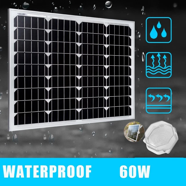 12V 60W SOLAR Panel Kit Mono Home Caravan Camping Power Charging ...