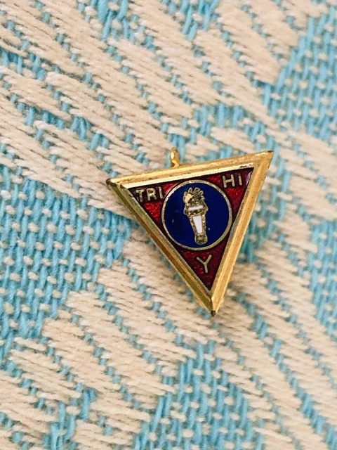 VINTAGE YMCA TRIANGLE Lapel Pin Tri Hi Y Program For High School Girls ...