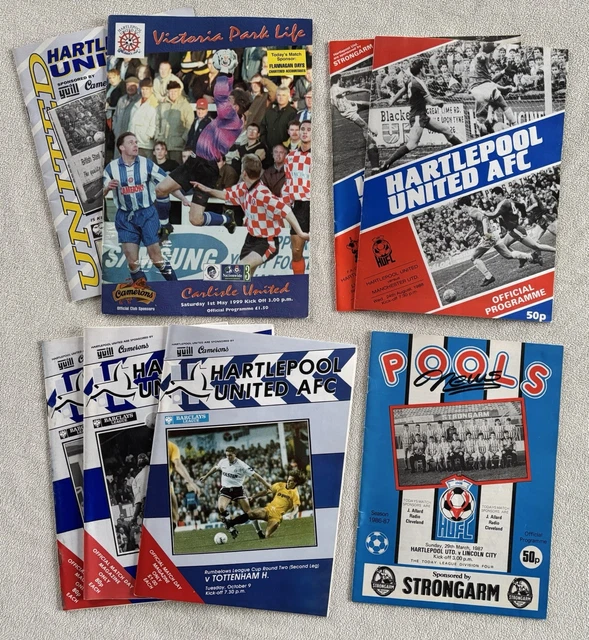HARTLEPOOL UNITED PROGRAMME Bundle (8) Spurs & Man Utd. Paul Gascoigne ...