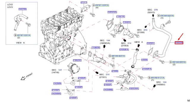 NISSAN NAVARA MK3 D23 Tuyau d'eau 210224JM0A NEUF ORIGINE EUR 216,67 ...