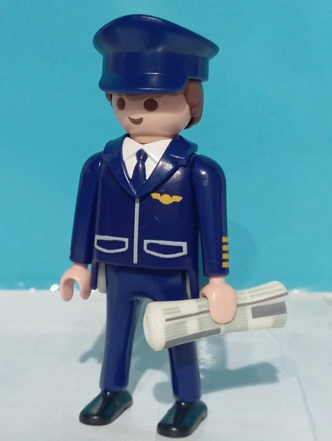 PLAYMOBIL FIGURINE CAPITAINE Commandant Avion Pilote De Vol Aéroport ...