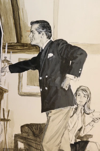 1967 DESSIN ORIGINAL Mark Miller Aquarelle Gouache Roman-Photo Painting ...