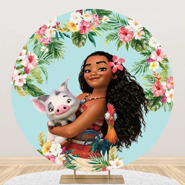 ROUND MOANA BACKDROP Princess Girls Birthday Party Photo Background ...