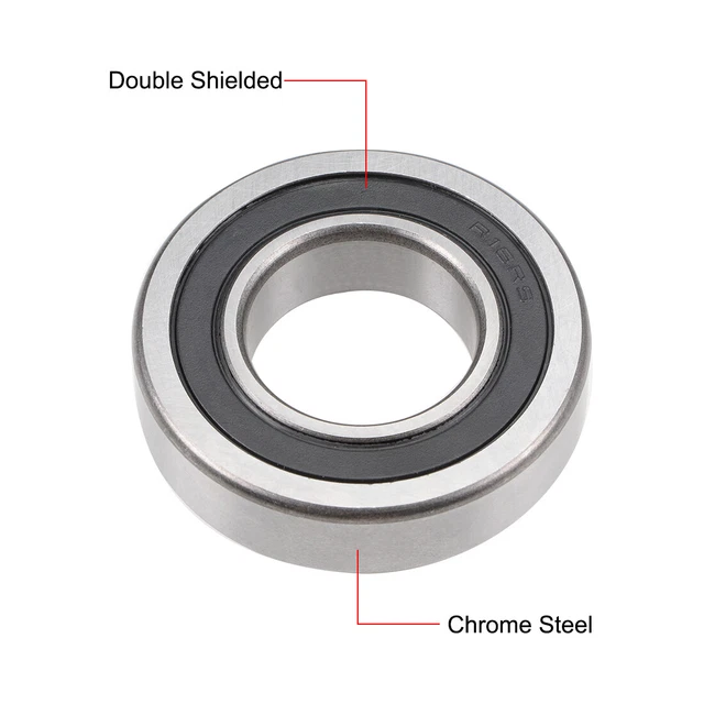 R16-2RS DEEP GROOVE Ball Bearing 1"x2"x1/2" Double Sealed Chrome ...