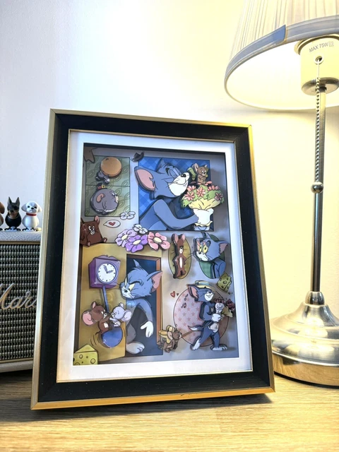 TOM AND JERRY Manga 3D Art Picture Frame Bedside Home Deco Prints Kid ...