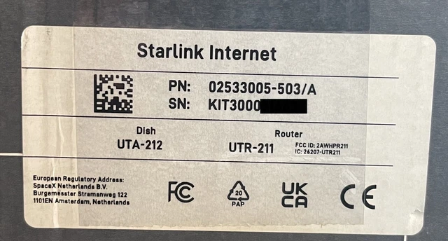 STARLINK SATELLITE KIT Gen2 Dish(UTA-212) Router(UTR-211) 150ft Cable ...