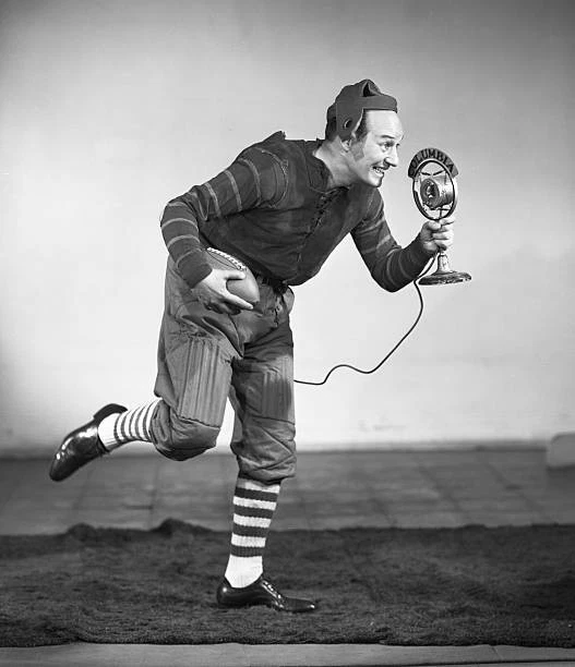 SPORTSCASTER TED HUSING Poses For Football Gag Shots 1 Old TV Radio ...
