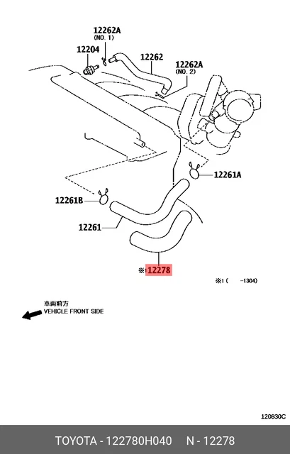 ORIGINAL OE ISOLATOR, Lüftungsschlauch Wärme, 122780H040 für TOYOTA ...