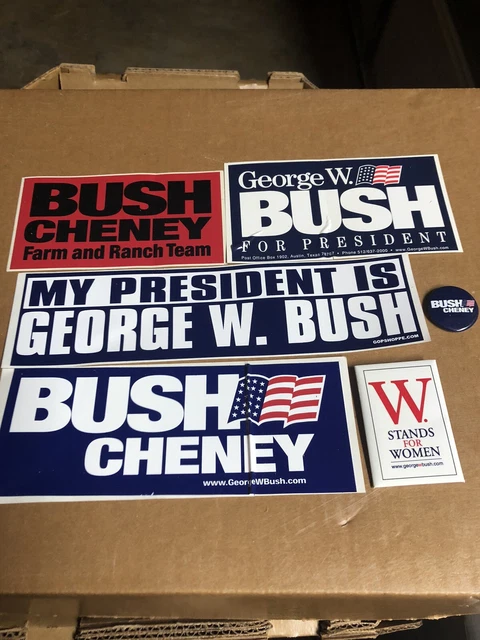 GEORGE W BUSH Dick Cheney Bumper Stickers And Political Campaign pins ...
