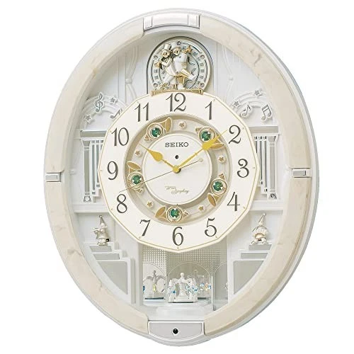 SEIKO RE576A RADIO Wave Musical Motion Wall Clock Triple Melody Ivory ...
