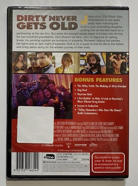 DIRTY GRANDPA UNCUT Dirtier Edition DVD Movie Film Robert De Niro Zac ...