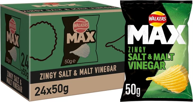 WALKERS MAX SALT & Vinegar Crisps Case, 50 g, Pack of 24 £25.99 ...
