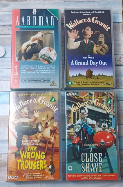WALLACE & GROMIT 3 film VHS tapes and AARDMAN animation vol 1 VHS tape ...